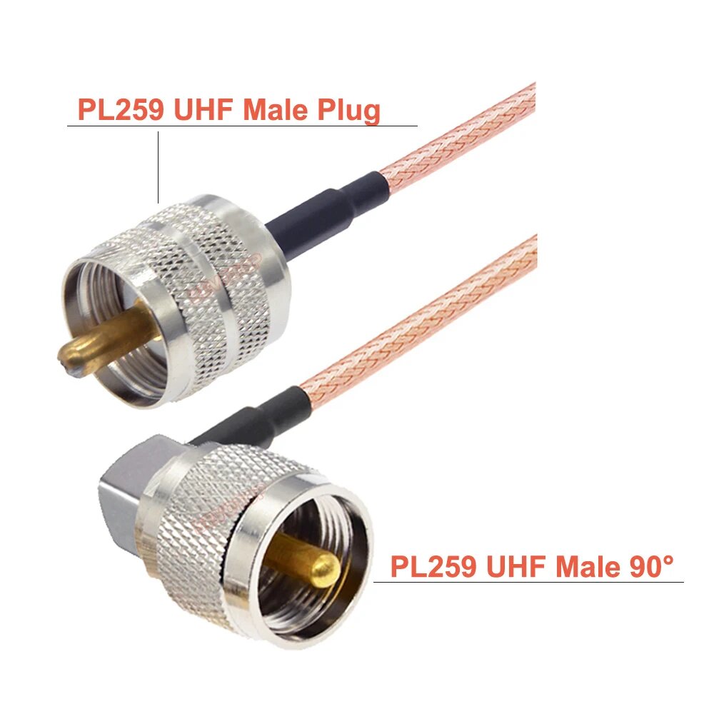 BEVOTOP RG316 коаксиальный кабель PL259 UHF 2M, UHF M to UHF M90
