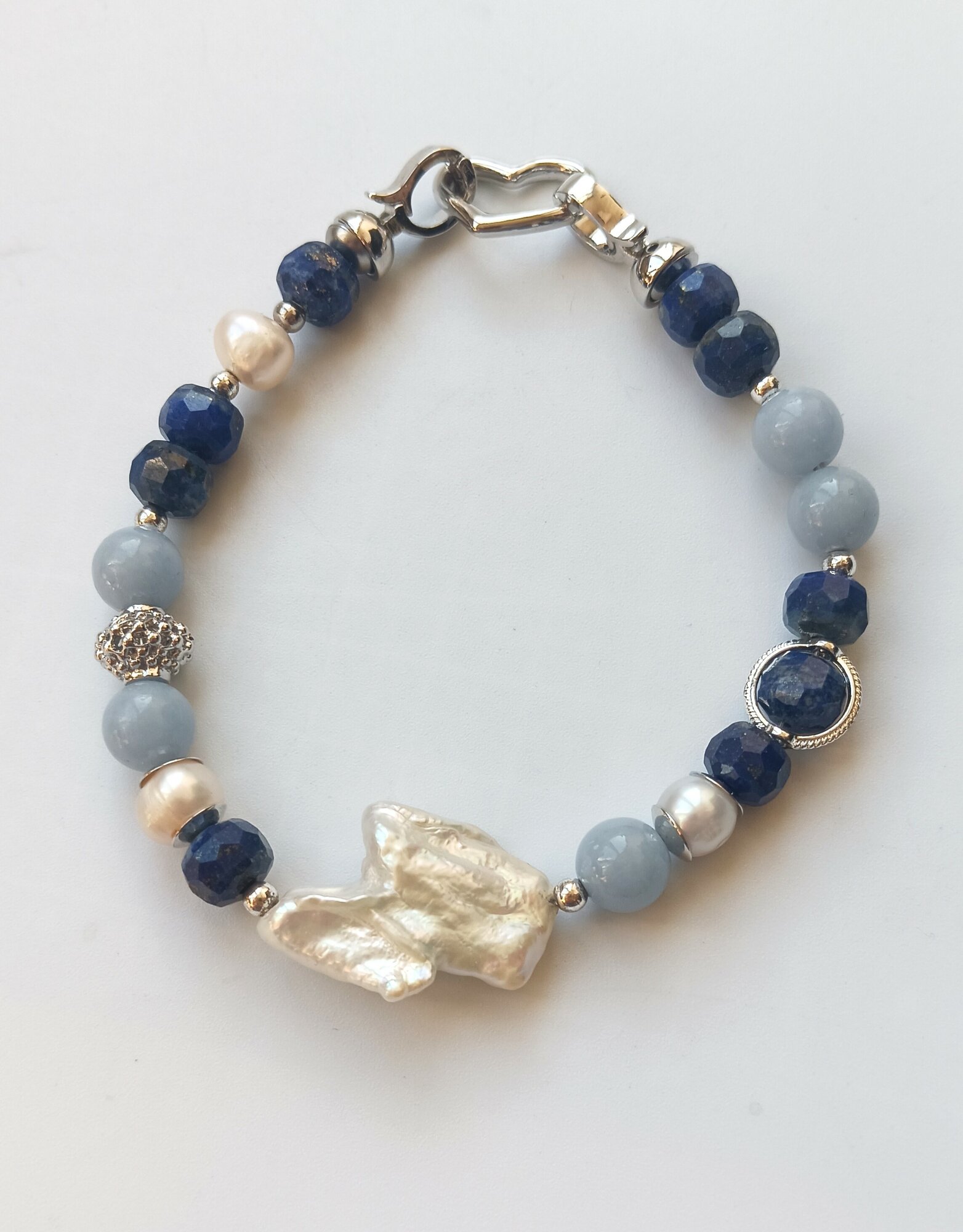 Браслет, лазурит, ангелит