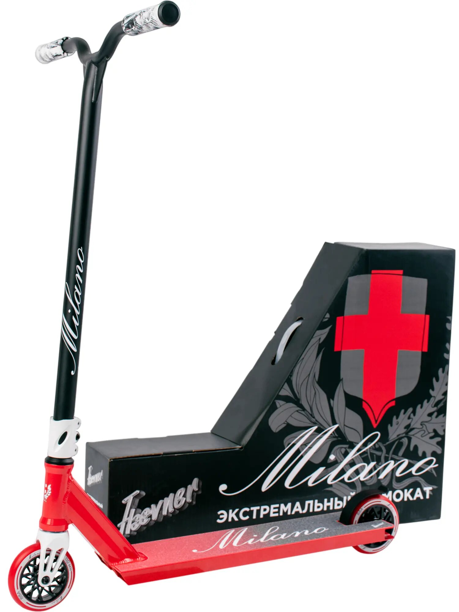 Самокат Haevner Milano красный/белый, HIC, 110мм, AL