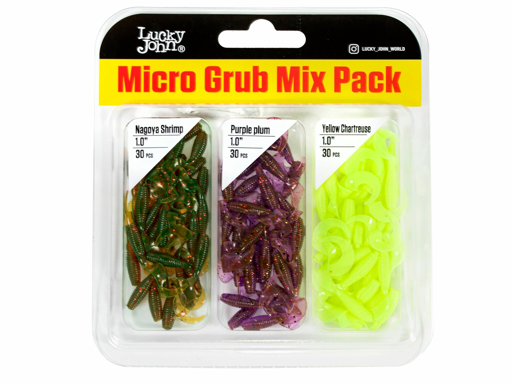 Приманки рыболовные силиконовые Твистеры съедобные lucky john Pro Series MICRO GRUB 1,0in (02,50) Mix Pack/MIX1 90шт. набор снастей для зимней и летней рыбалки резиновые рыбки, искусственные наживки