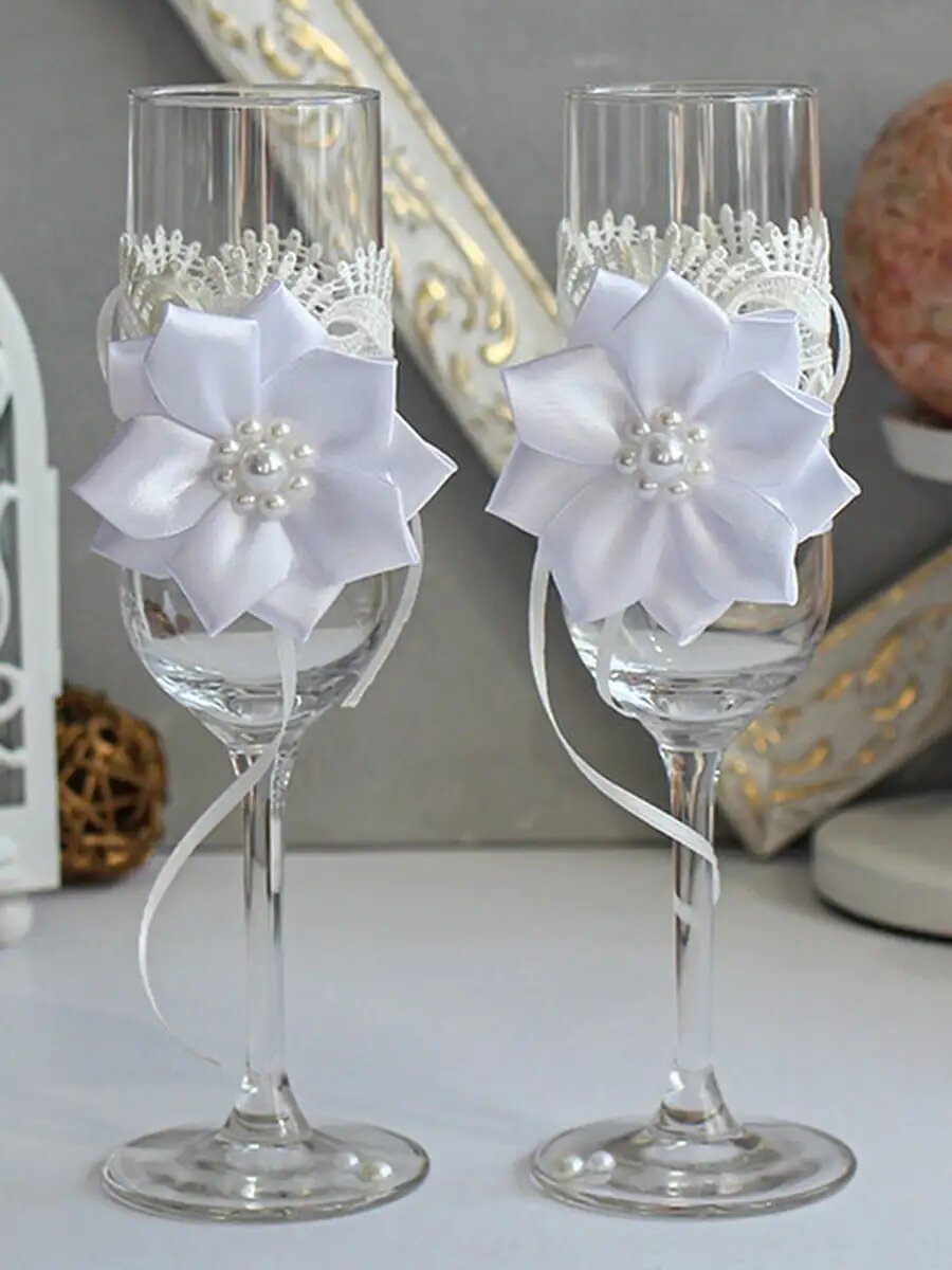 Свадебные бокалы для молодоженов, фужеры жениха и невесты для шампанского новобрачных 2 шт.