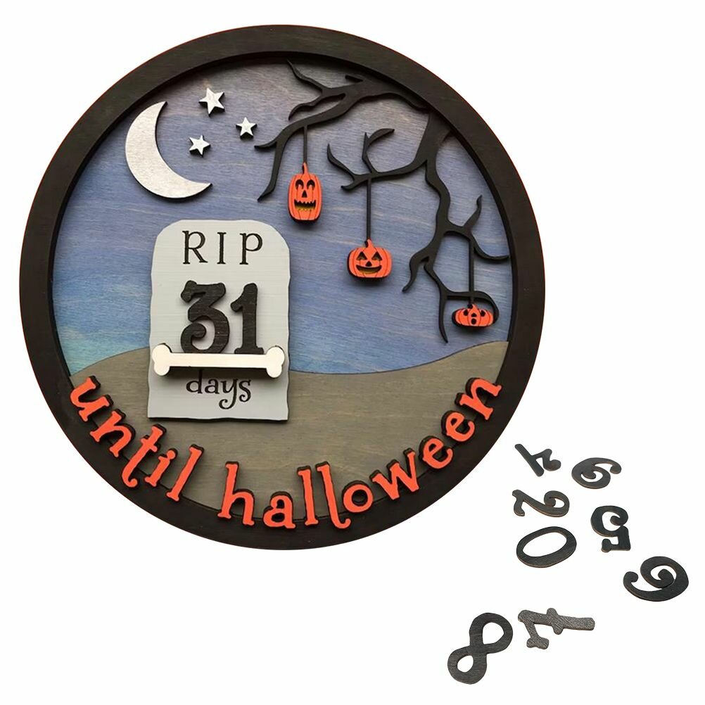 Деревянный календарь обратного отсчета на Хэллоуин