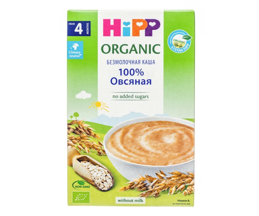 Hipp каша безмолочная 100% овсянка с 4 мес 200 гр