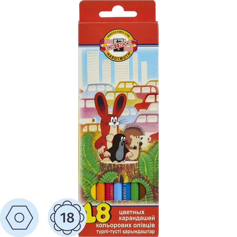 Карандаши цветные KOH-I-NOOR Крот 18 цв/наб, 3653018026KSRV