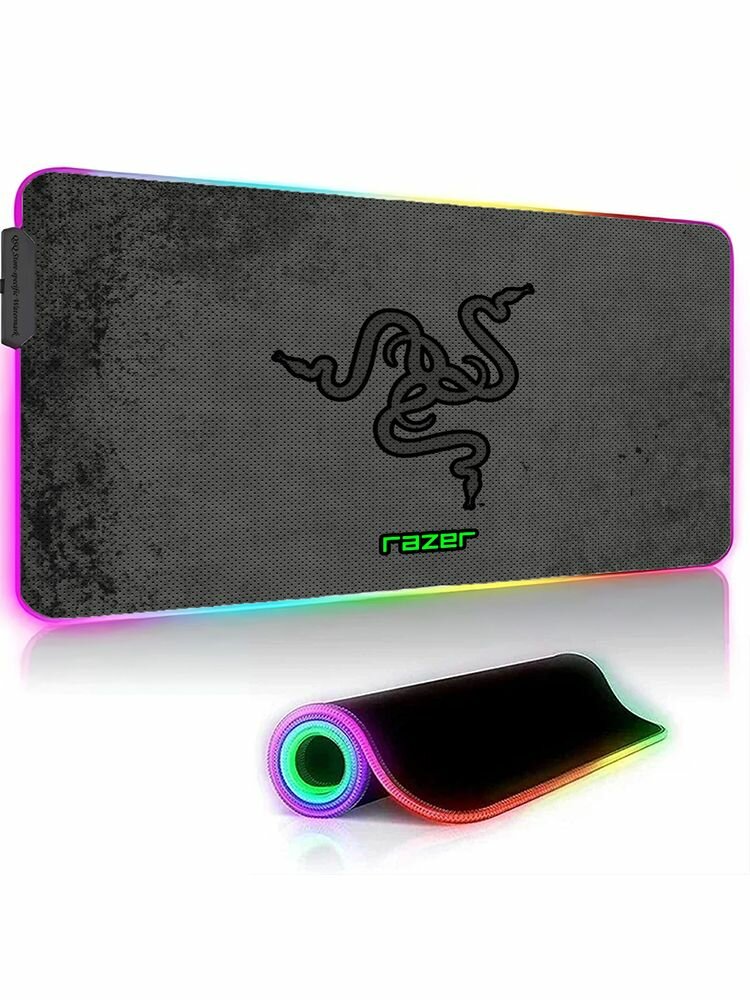 RGB LED Большой игровой коврик для мыши Razer keyboard, нескользящий резиновый материал, размер 40x90xxl, коврик для рабочего стола компьютера, для киберспортивных игроков