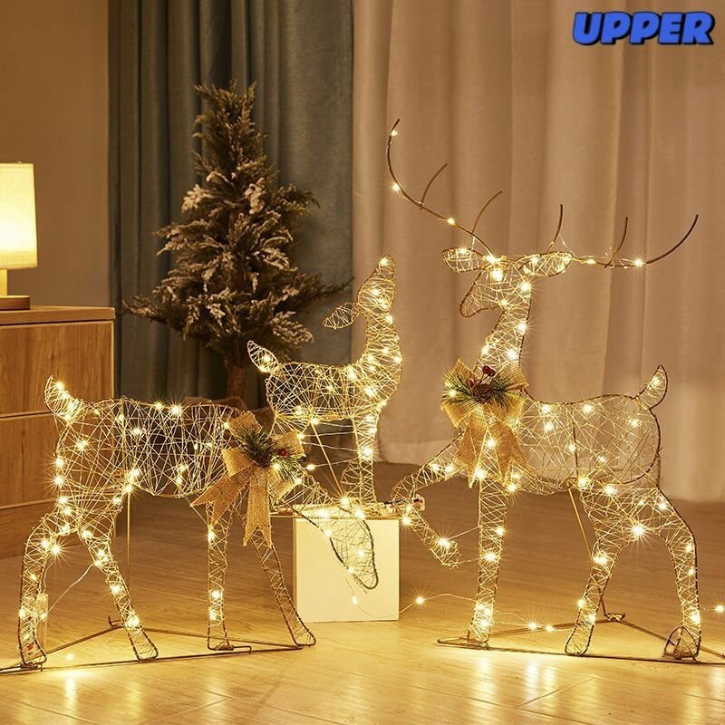 Светящиеся олени с повозкой рождественский набор для декора