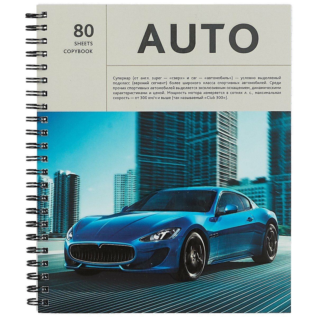 Тетрадь в клетку Listoff, Auto, 80 листов, в ассортименте