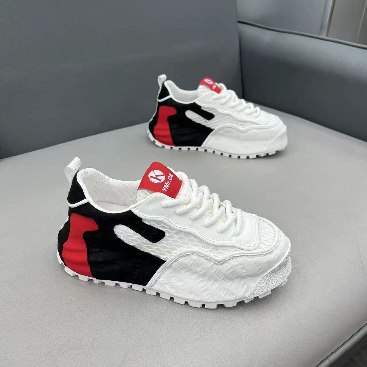 LUO Кеды Мужчины Весна Дыхающие Увеличенная Подошва Хлопок/white and black