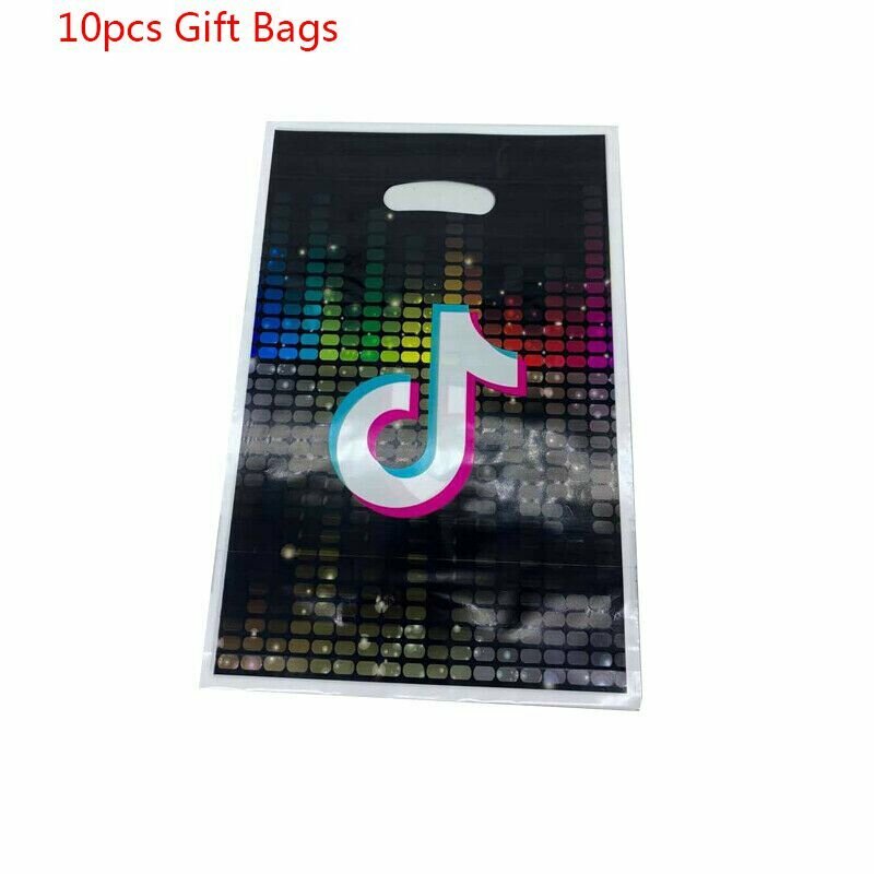 Party decor set delightful tik tok birthday, colorful plates, cups, napkins, festive happy birthday banner, gift bags, 10 pcs