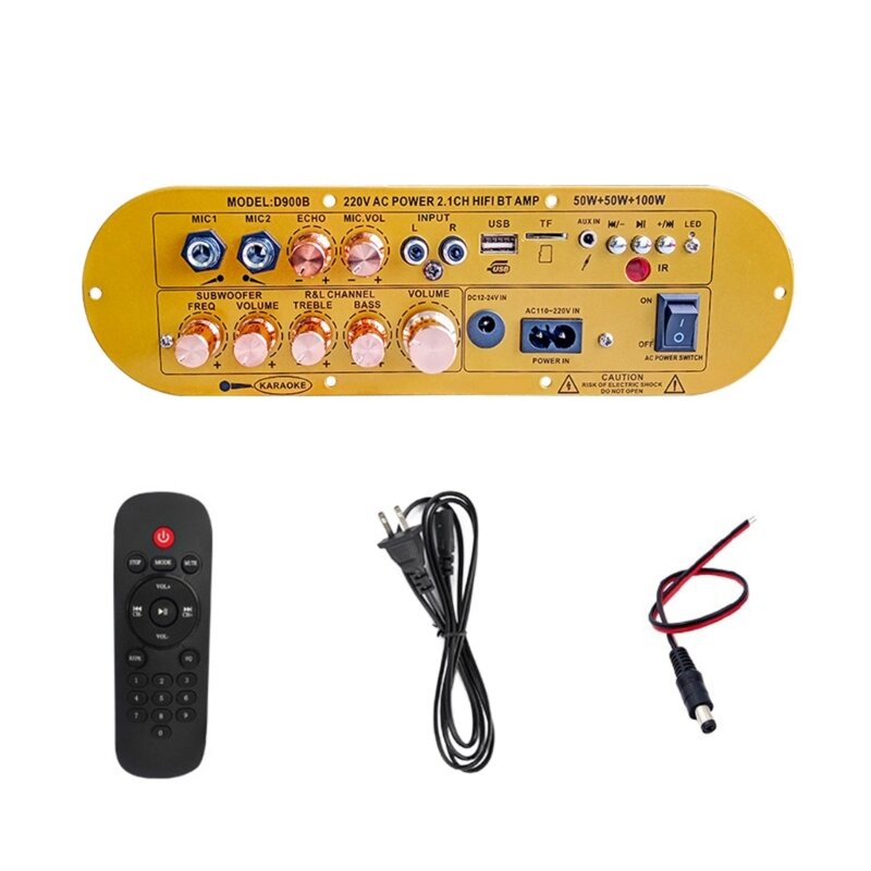 Bluetooth-совместимая Плата Усилителя Звука 2x50 Вт 100 Вт Цифровой Сабвуфер Двойной Микрофонный Модуль для Домашнего Громкоговорителя