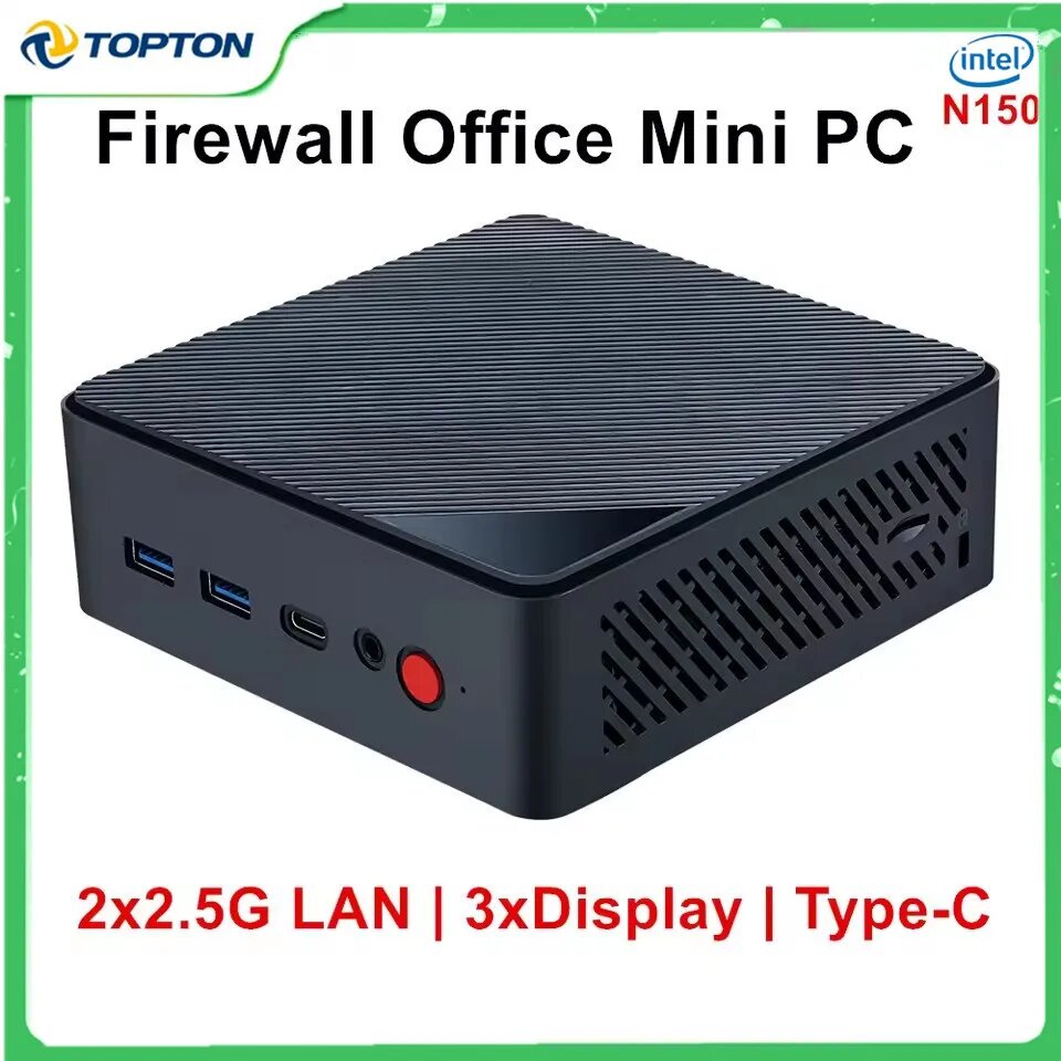 Topton Office Firewall Мини-ПК Intel N150 No Ram No Storage