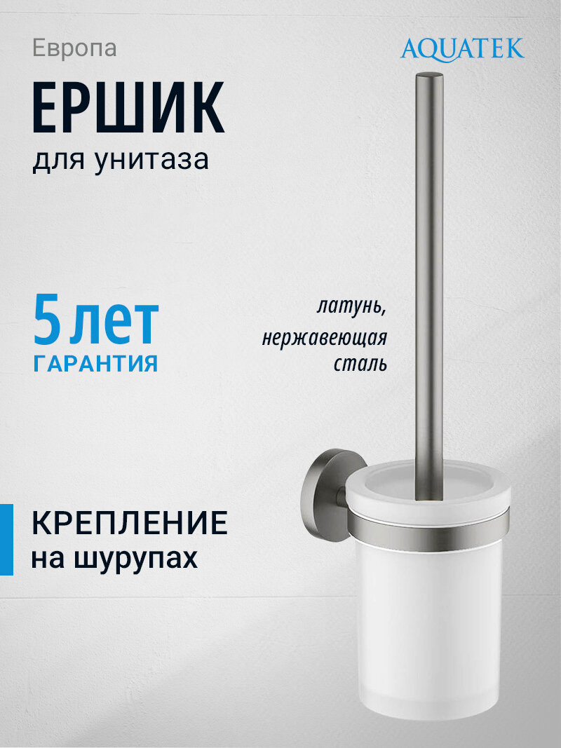 Ершик для унитаза Aquatek Европа AQ4110BGM цвет "оружейная сталь", подвесной