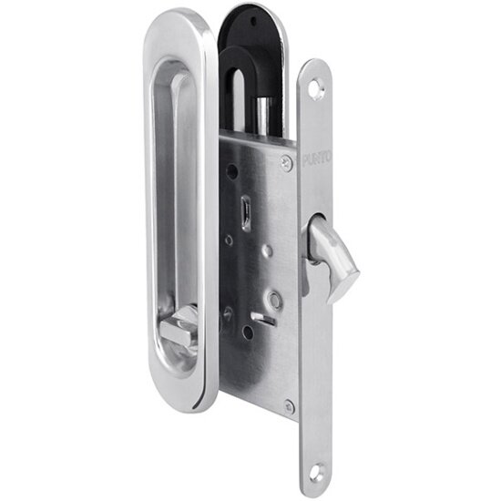 Защелка с ручками для раздвижных дверей Punto SH. SL152. KIT011-BK (Soft LINE SL-011) СP-8 хром