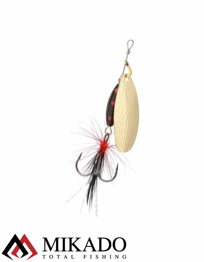 Блесна вращающаяся с кисточкой Mikado M-GRUB № 2, 7 г, GOLD/BLACK TIGER