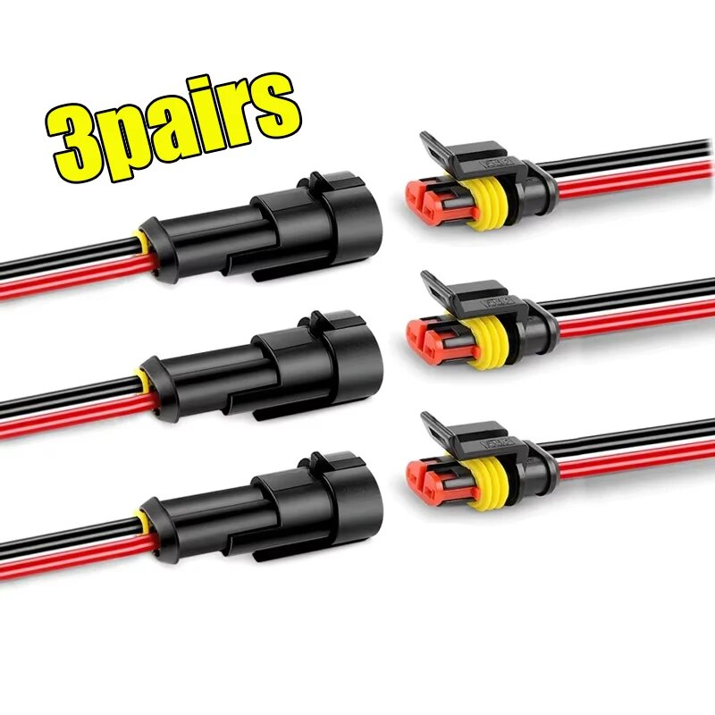 Водонепроницаемые автомобильные разъемы 16 AWG, 2-контактные, из огнестойкого нейлона