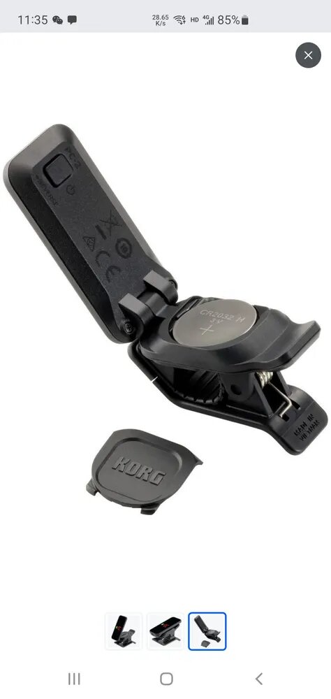 KORG PITCHCLIP PC-2 цифровой тюнер-прищепка для акустической гитары, черный — фото 1
