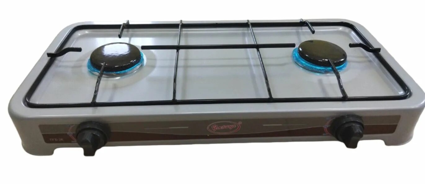 Плита газовая Умница ПГБ-2К 2конф. без крышки (серебро) с жиклером для природного газа