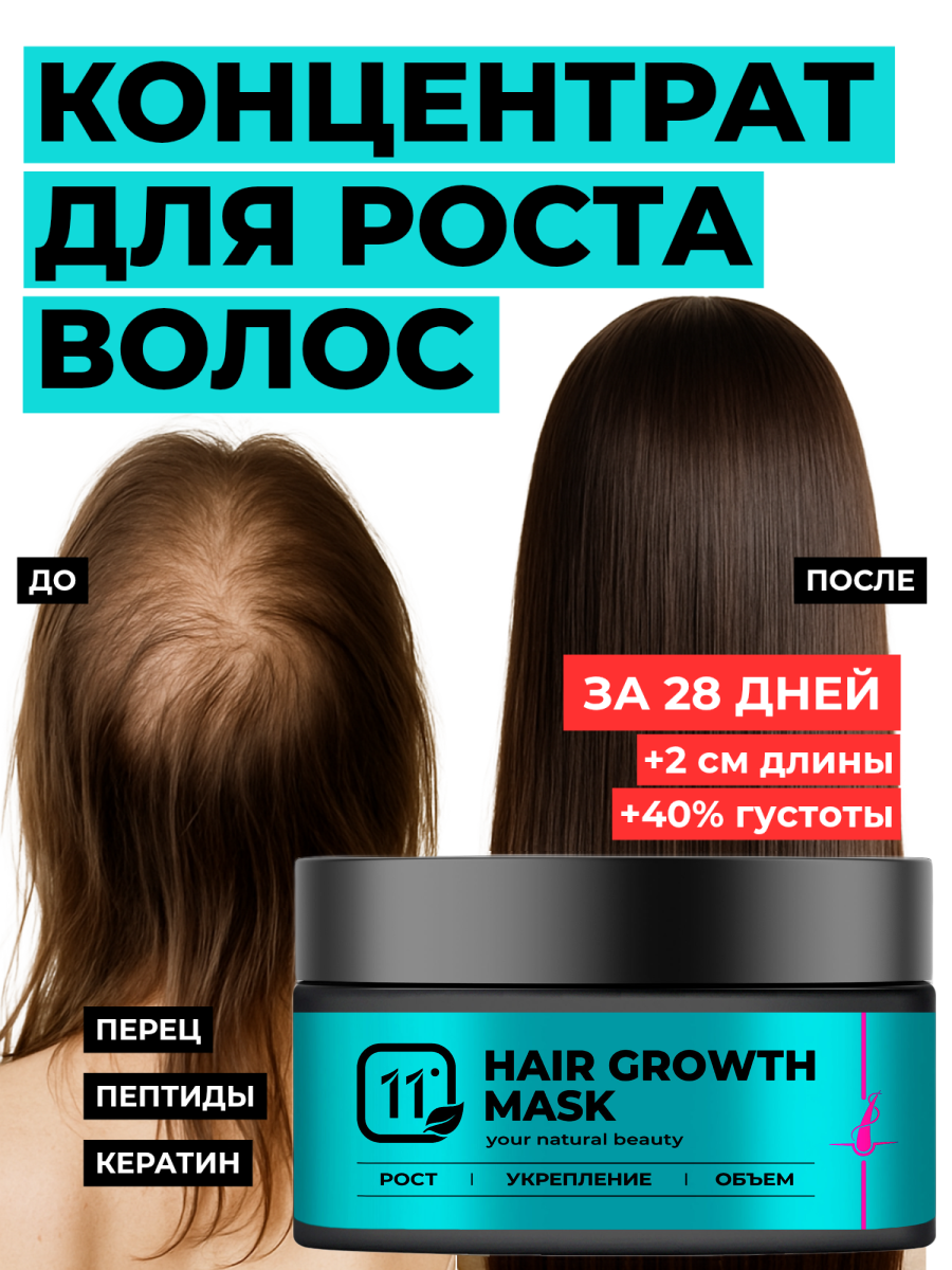 Маска для роста волос профессиональнаяс перцем, против выпадения 200мл