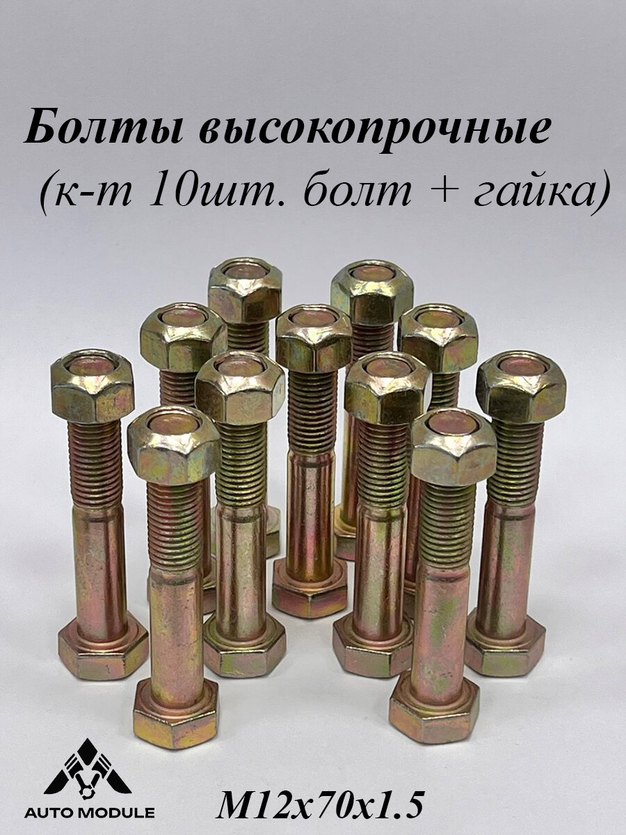 Болт М12х70х1.5 высокопрочные комплект 10 шт.
