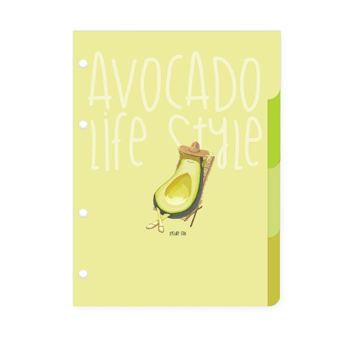 Разделители листов А5, 4 шт, "AVOCADO STYLE", картон 280г/м2, SoftTouch