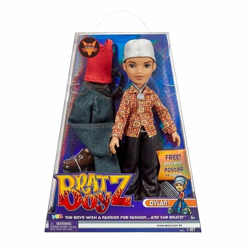 MGA Bratz Boyz Fashion / Детская Модная Мужская Кукла-игрушка С Голографическим Плакатом, Подходит Для Подарков На День Рождения От 6 Лет И Старше
