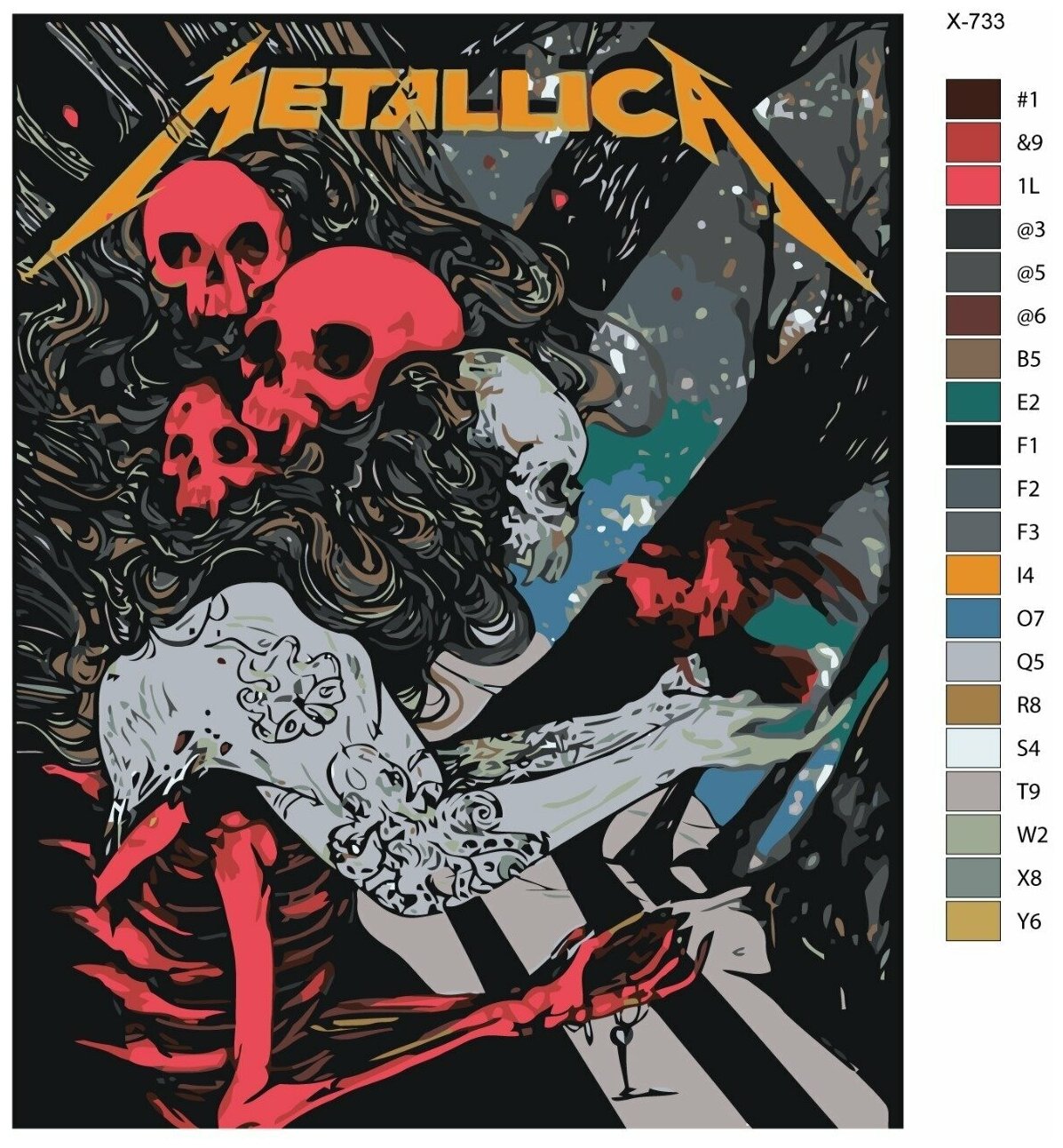 Картина по номерам X-733 "Рок-группа Metallica" 40х50