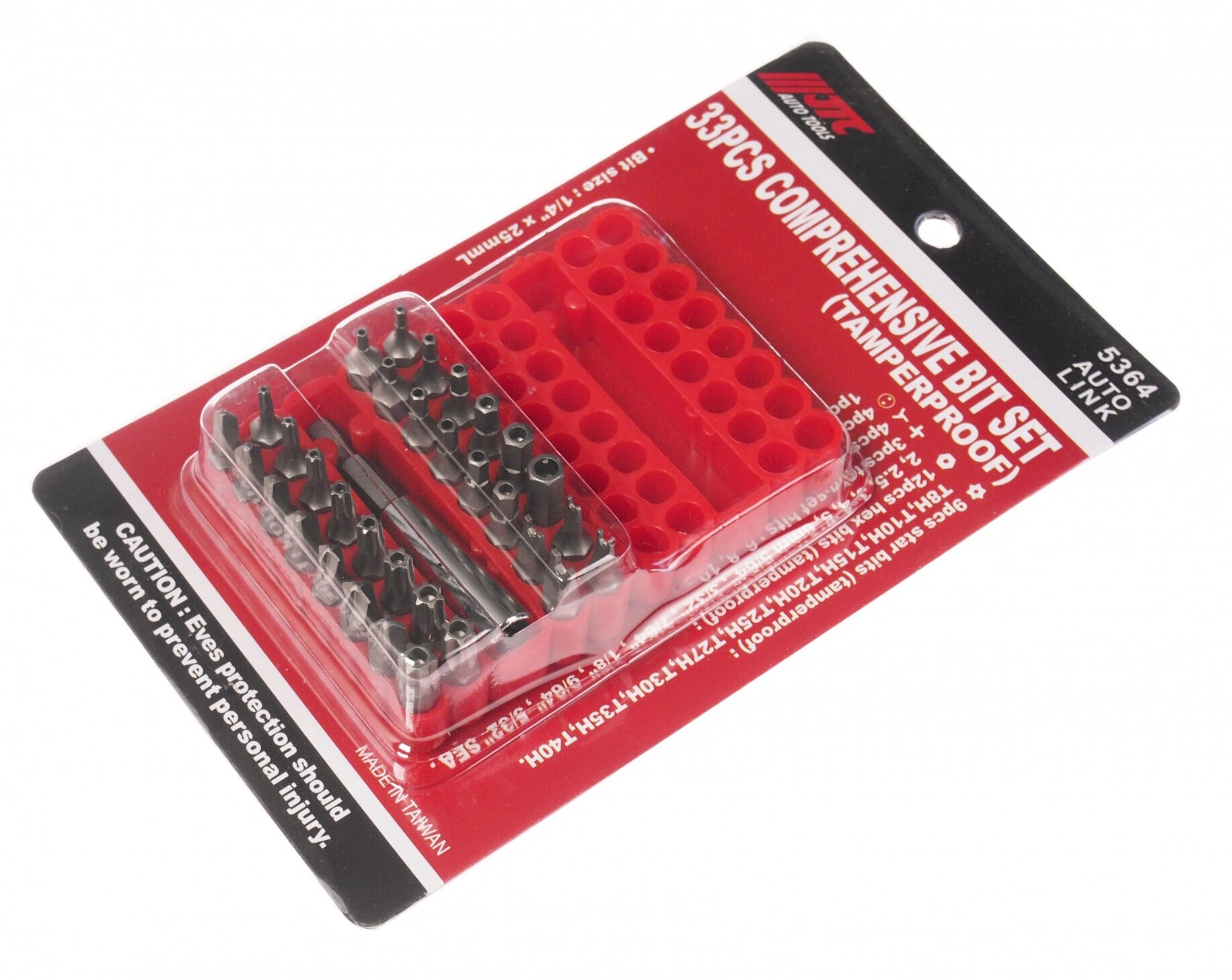 Набор бит 1/4" TORX, HEX, SPANNER с магнитным держателем 33 предмета в боксе, JTC JTC-5364 (1 шт.)