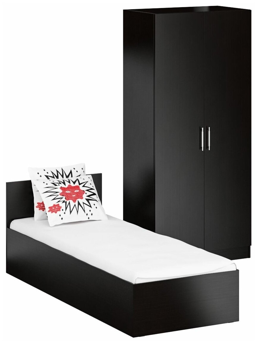 Кровать 800 со шкафом для одежды 2-х створчатым Стандарт венге спальное место 800х2000 мм. без матраса основание есть