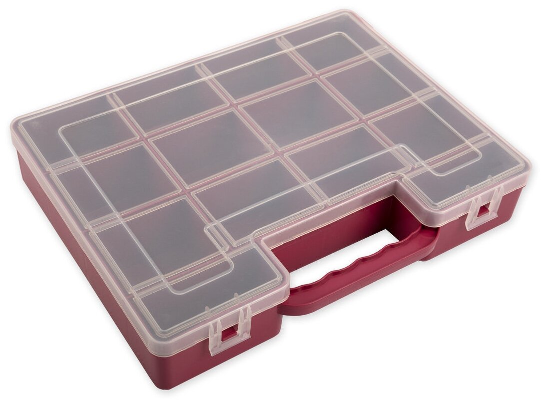 "Gamma" Коробка для шв. принадл. OM-007 пластик 27.3 x 22 x 5 см бордовый