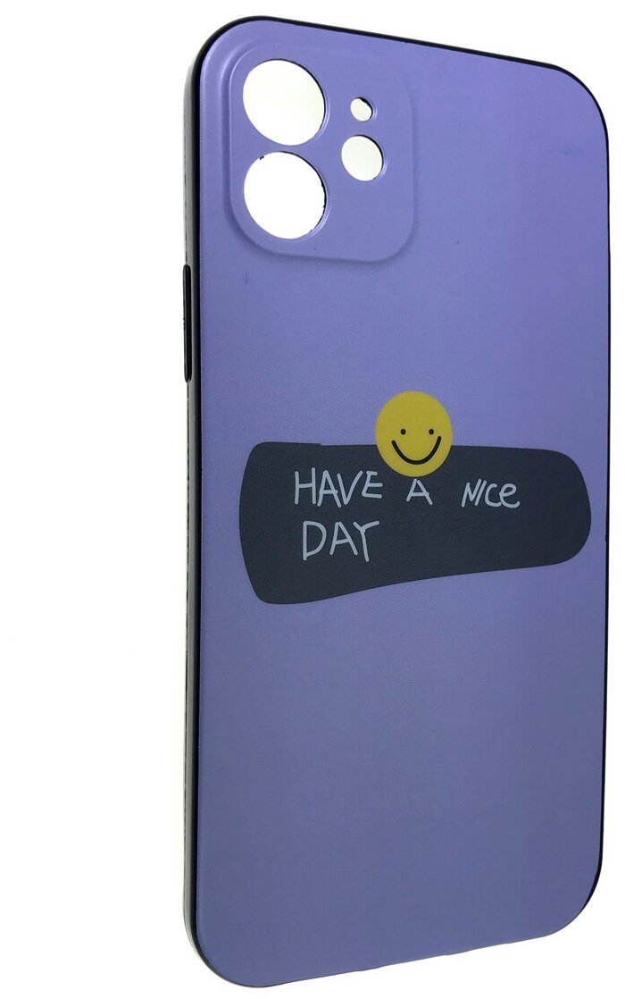 Чехол на смартфон iPhone 12 (6.1) накладка детская силиконовая с закрытыми кнопками и ламинированным прикольным рисунком для ребенка Хороший день