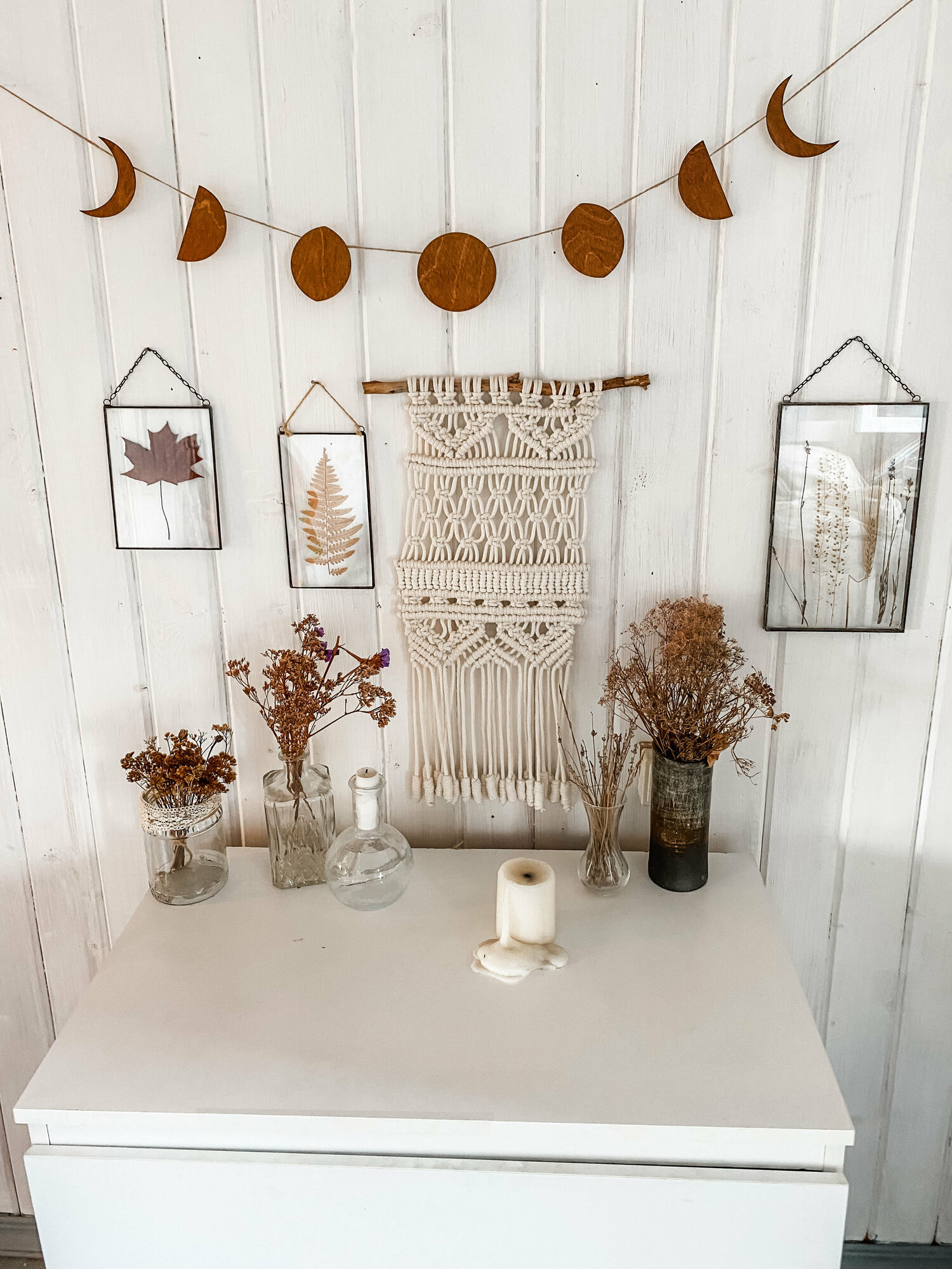 Бохо декор на стену Фазы Луны Коричневые