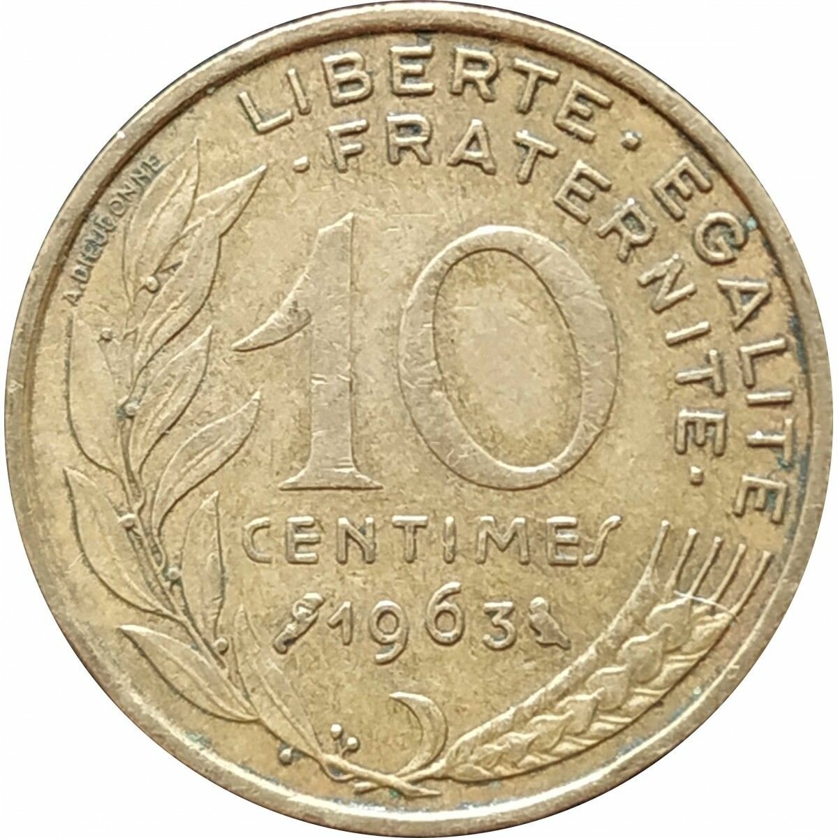 10 сантимов 1963 Франция из оборота
