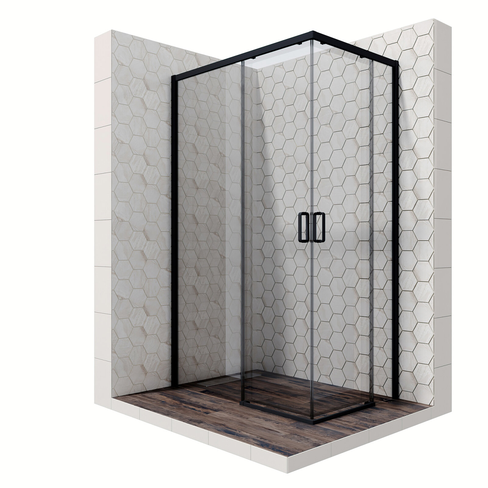 Душевой уголок 120х80 см с раздвижными дверями Ambassador Queen Black 11011205L: левостороннее душевое ограждение из стекла 6 мм, профиль черный