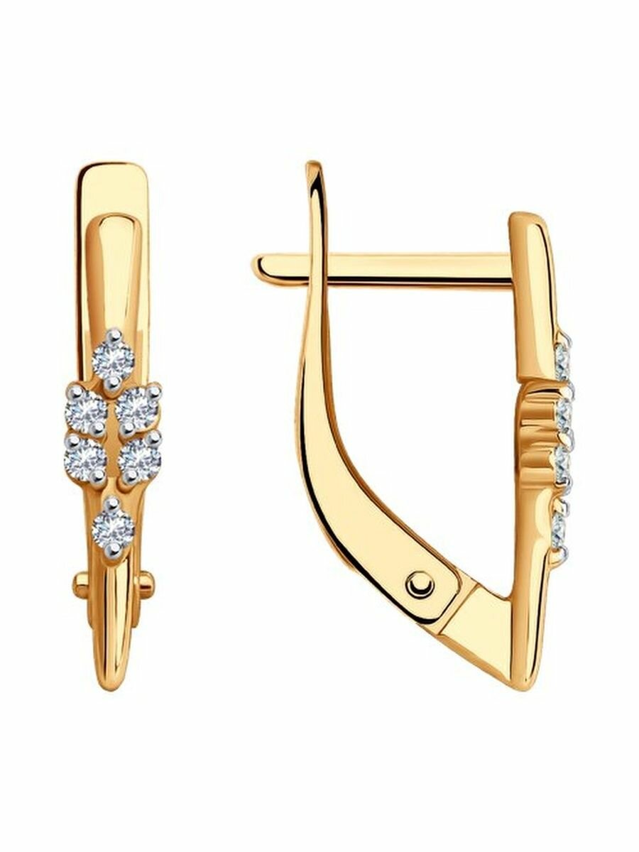 Серьги, красное золото, 375 проба, фианит