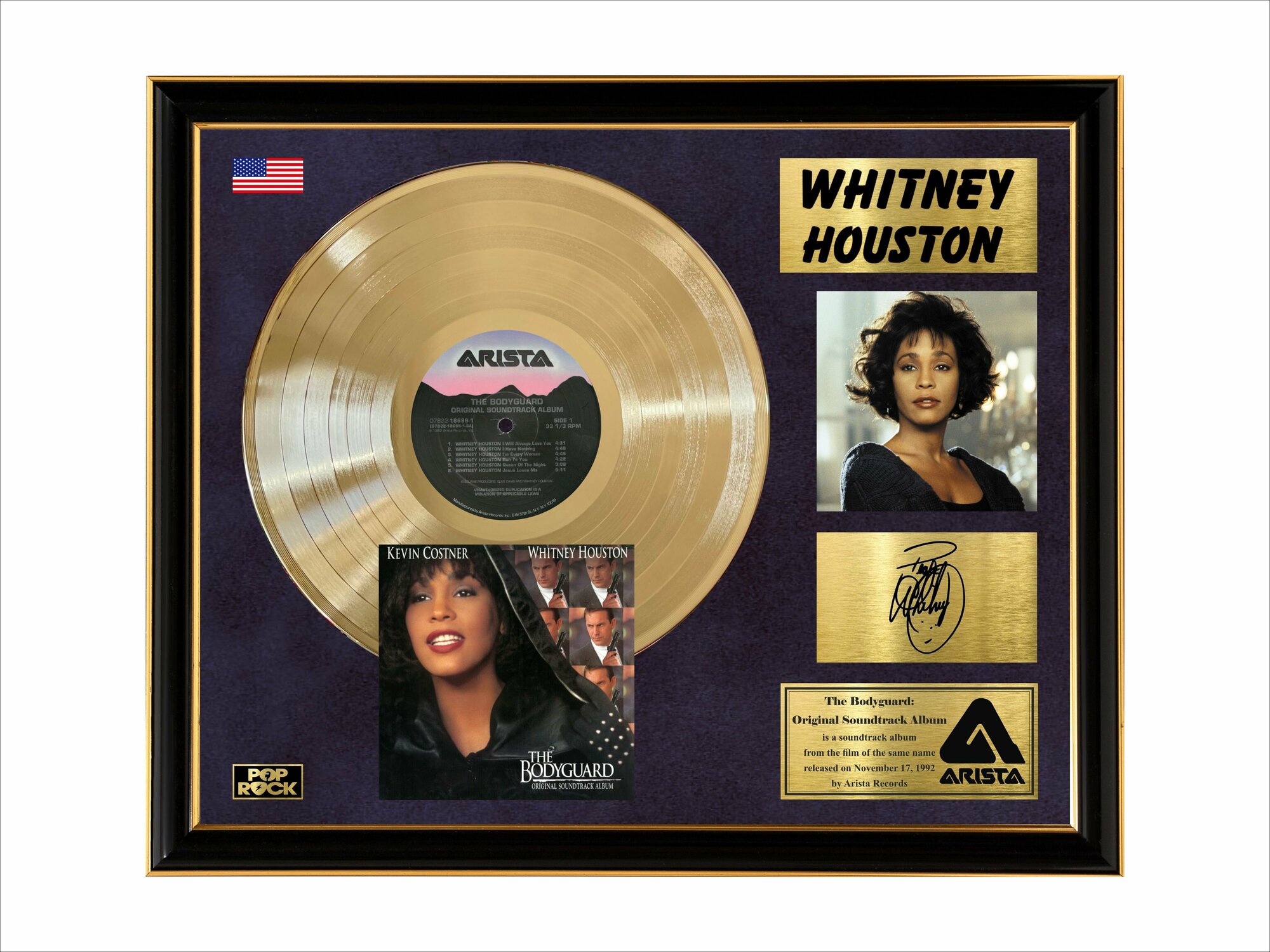 Whitney Houston The Bodyguard золотой винил в рамке