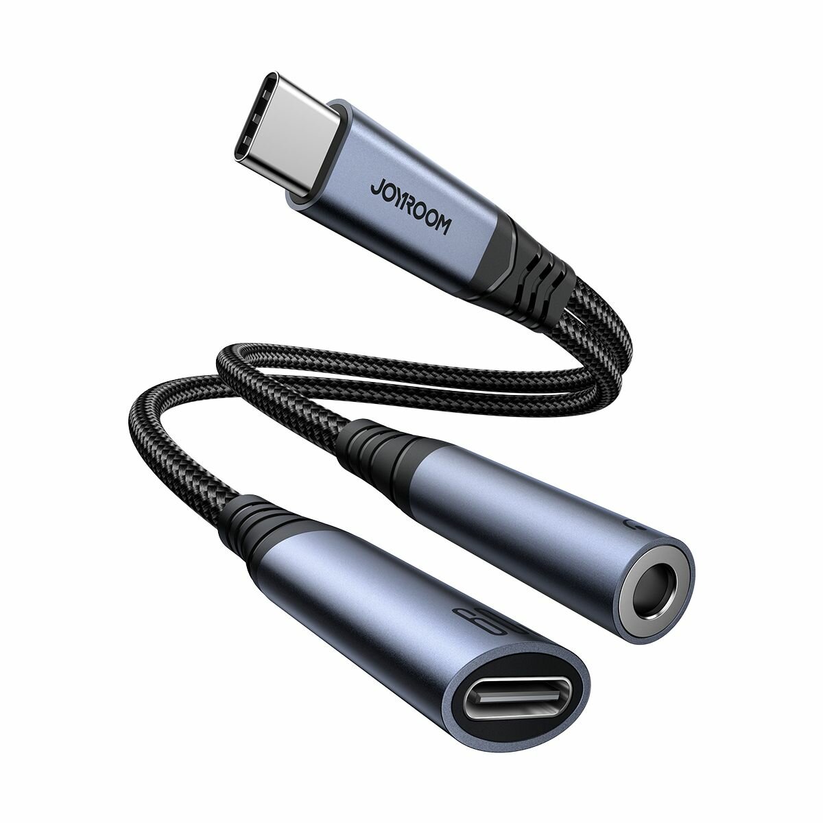 Аудиоадаптер Joyroom SY-C02 от USB-C до 3,5мм AUX и USB-C / Черный