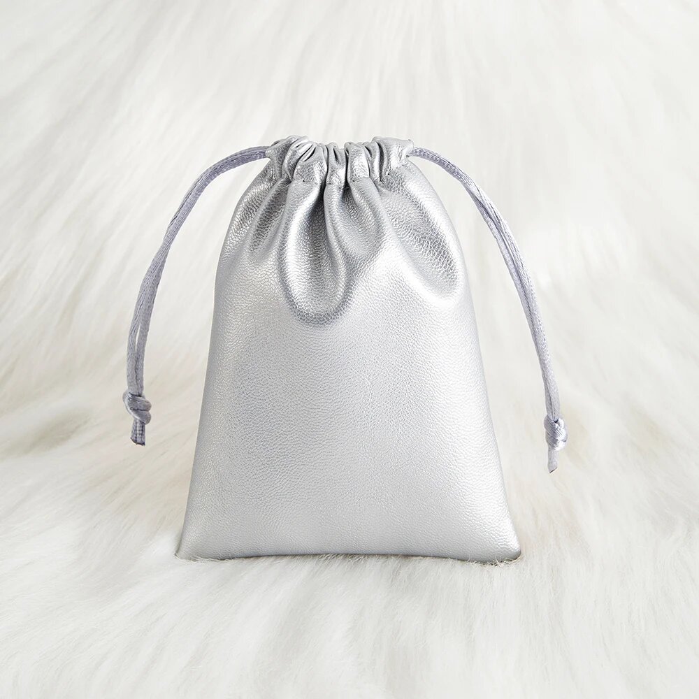 Сумки для украшений из искусственной кожи, 50 шт. silver no logo, 8x10cm