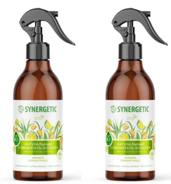 Освежитель воздуха Synergetic Имбирь и лемонграсс, 380 мл, 2 шт