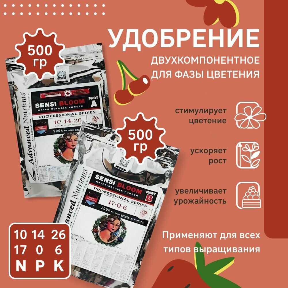 Удобрение на цветение Advanced Nutrients Sensi Bloom A+B Water Soluble 0.5 кг.