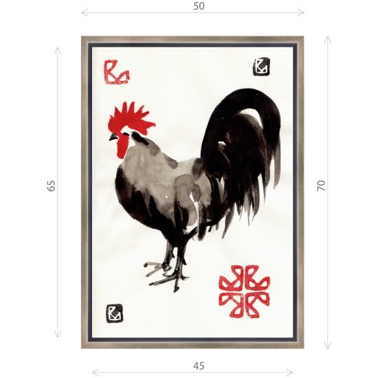 Картина Декор Депо Константина Малютина Большой петух Матовый холст в раме 70х50 см