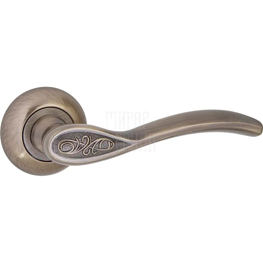 Дверная ручка Ajax (Аякс) на круглой розетке "SILVA" JR зеленая бронза