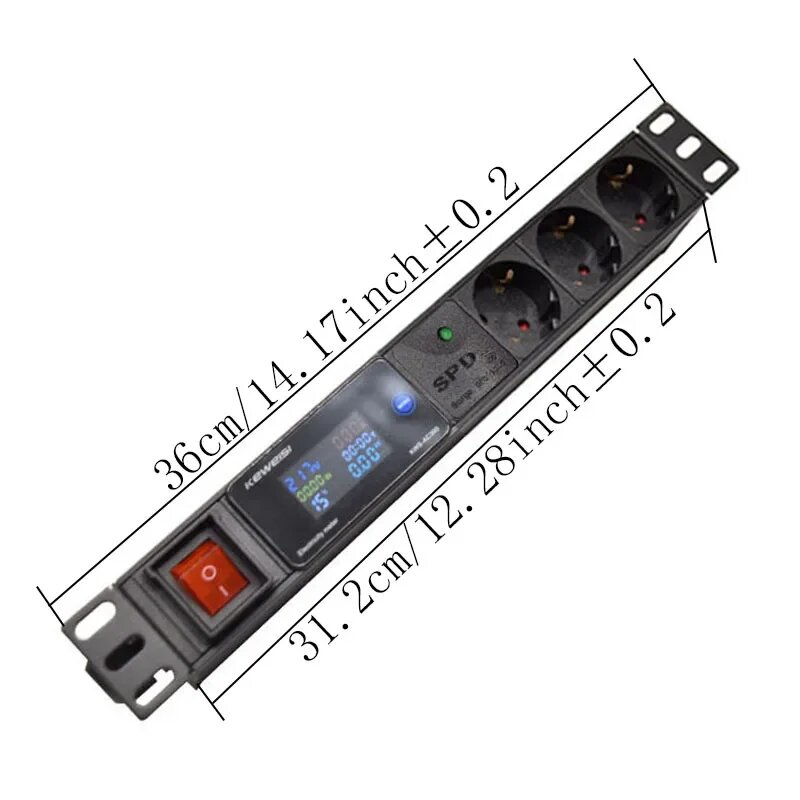 Удлинитель сетевой C14 Plug 2Meter, черный, 3 розетки