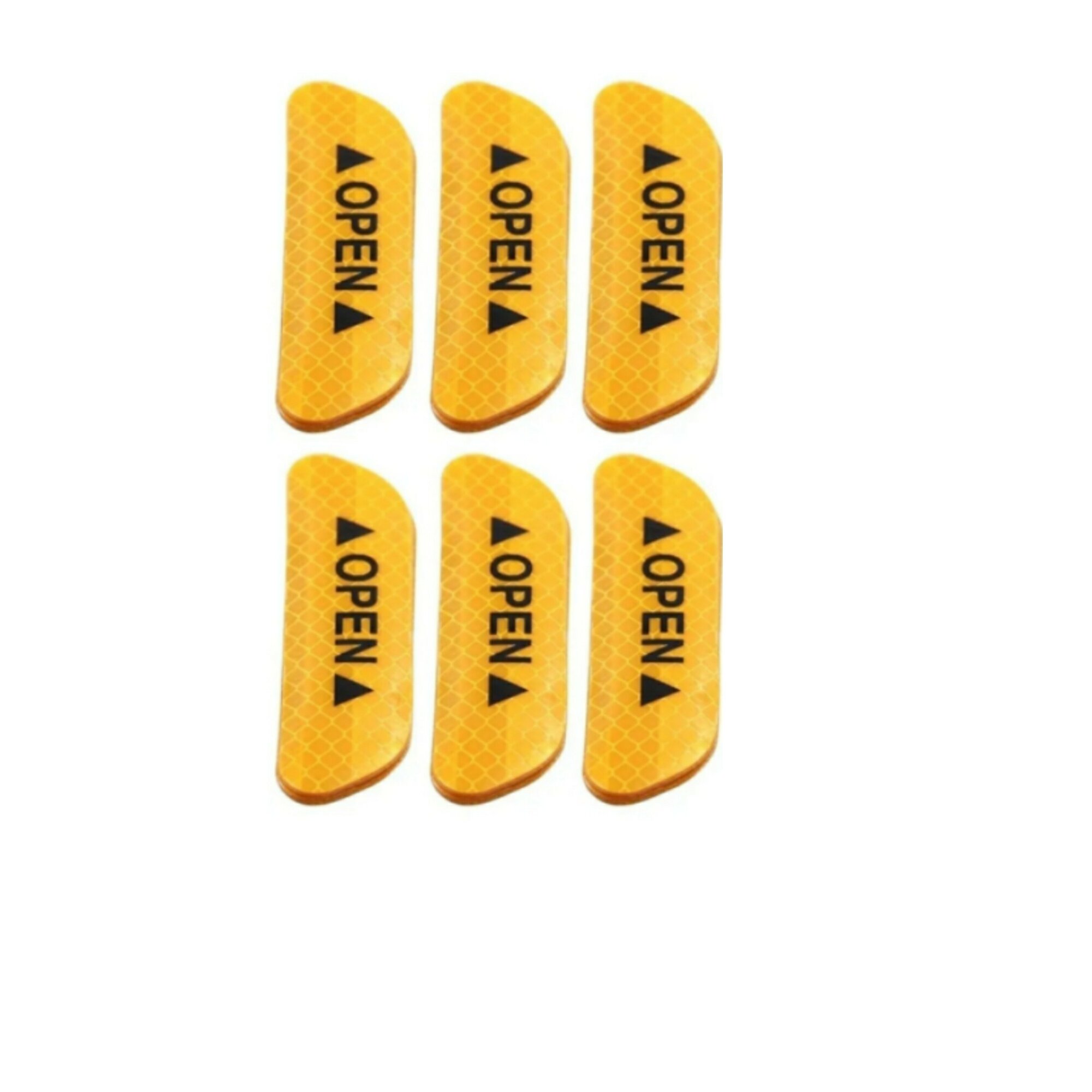 Неоновые светоотражающие наклейки OPEN размер 9.3 х 2.5 см, на дверь машины 4 шт. + 2шт. (багажник и капот)-