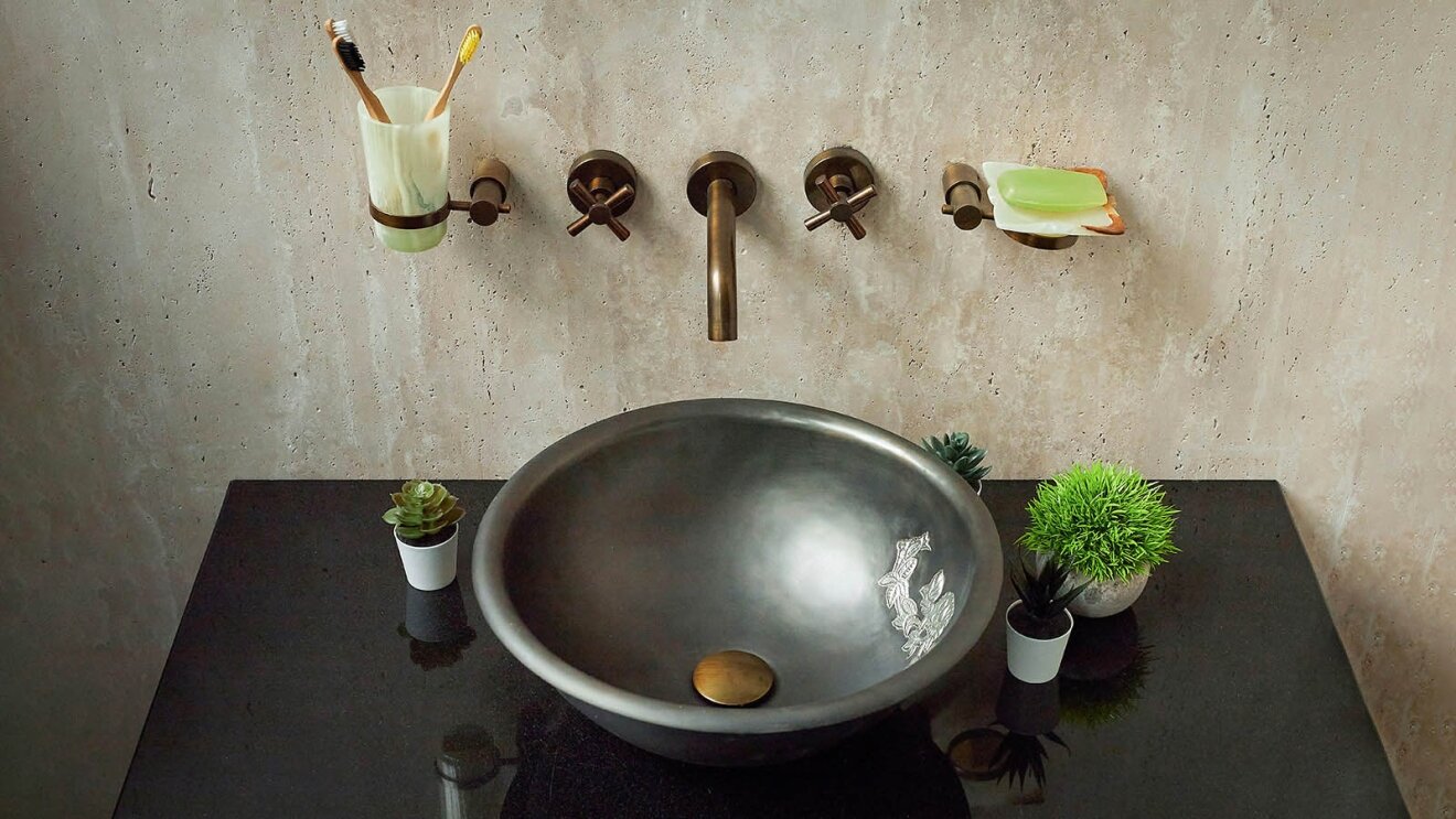 Круглая мойка для ванной из меди Sfera M20 42×42×15 см 0012016120