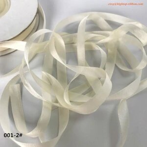 Шелковая атласная лента Hightop Ribbon 7 мм Белый, 001-2, 10mts