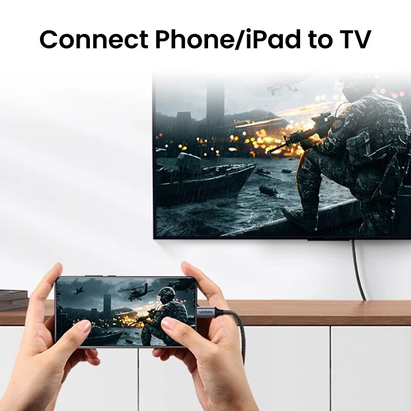 UGREEN HDMI кабель USB C, 8K, 2 м, серый — фото 1