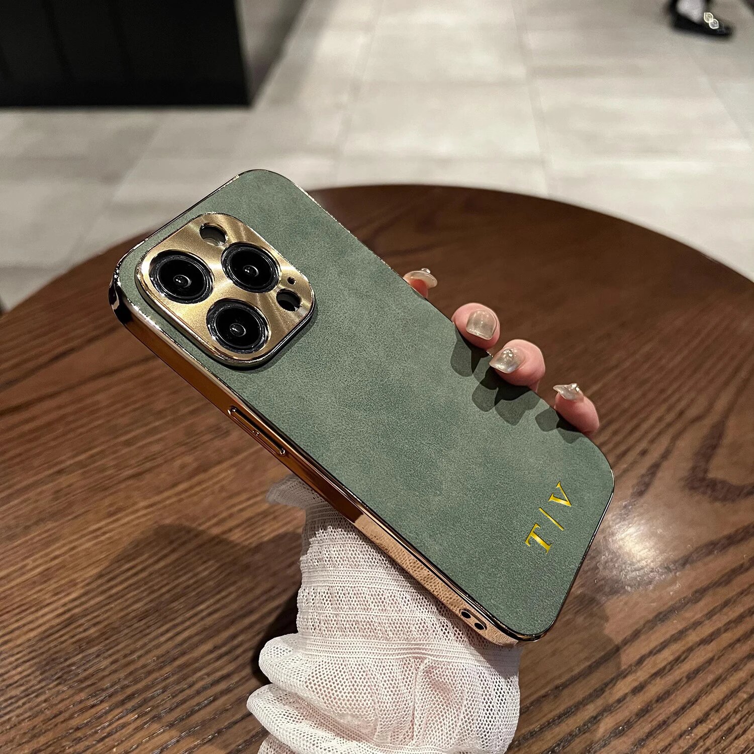 Персонализированный чехол с именем из инициала для iPhone 17, 16, 15, 14, 13, 12, 11 Pro Max, бампер из овечьей кожи, 17 Air Pro green 1, for iPhone 15 Pro