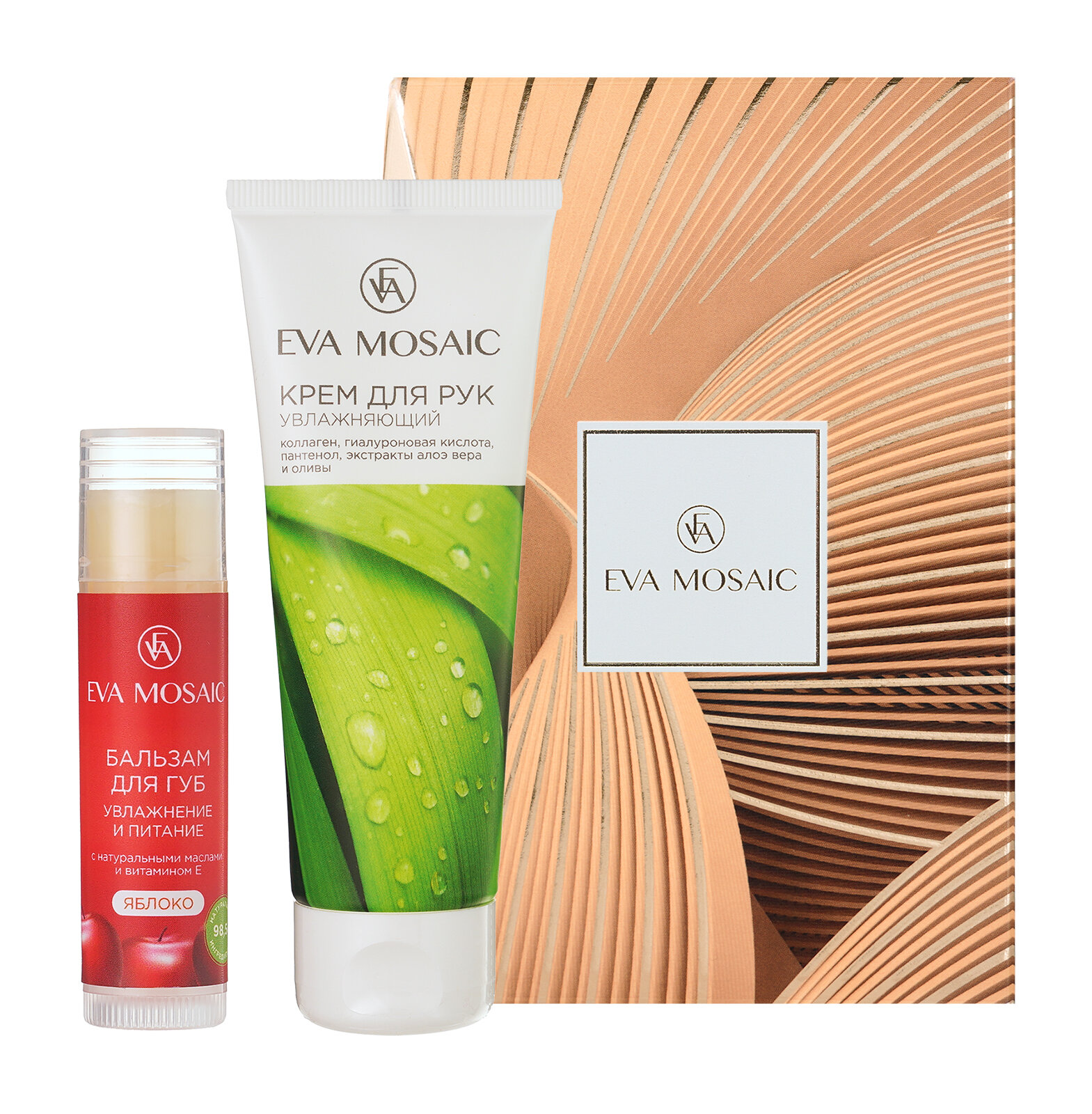 EVA MOSAIC Набор (Крем для рук увлажняющий 80 мл + Бальзам для губ яблоко 5 г)