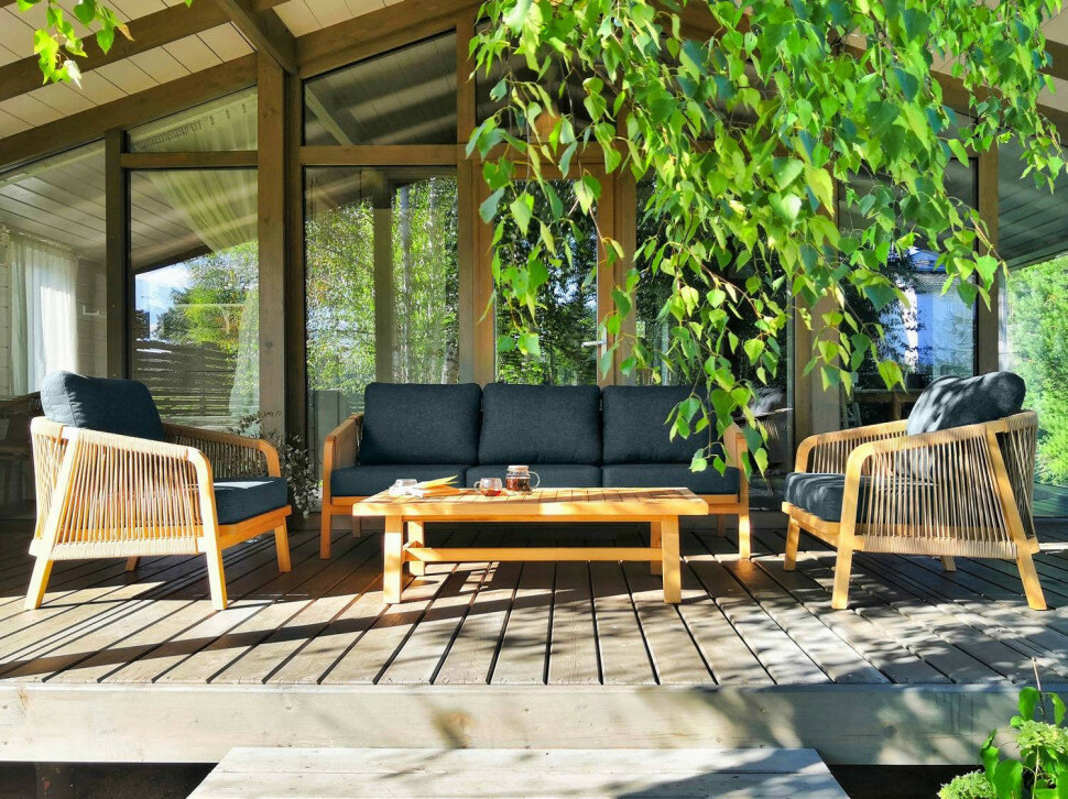 Комплект мебели TEAKFAVORE LEONOREN, тик, с трехместным диваном, 5 персоны