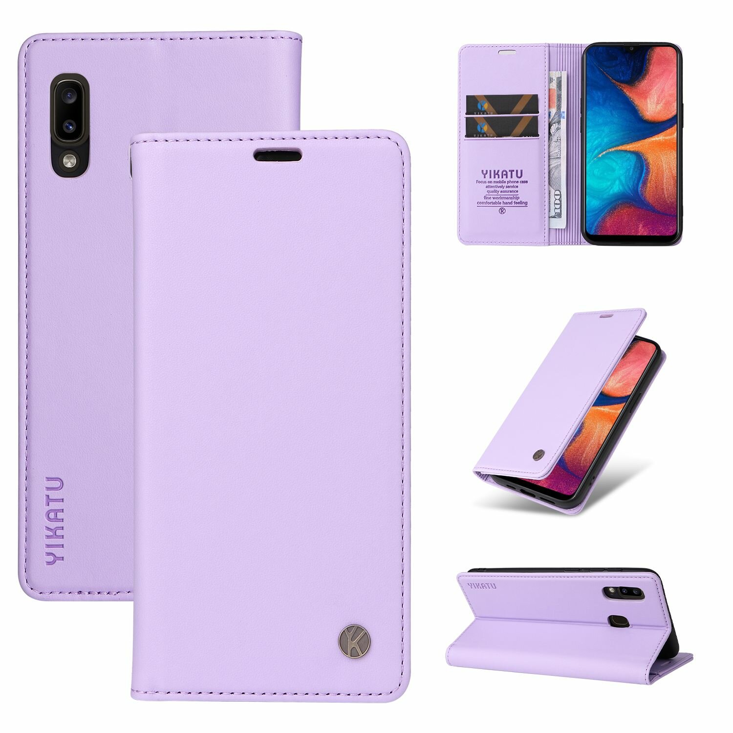 Кожаный флип-чехол для Samsung Galaxy A20, A30/Самсунг Галакси А20, A30 с магнитом, отделением для карт и отделением для бумажника